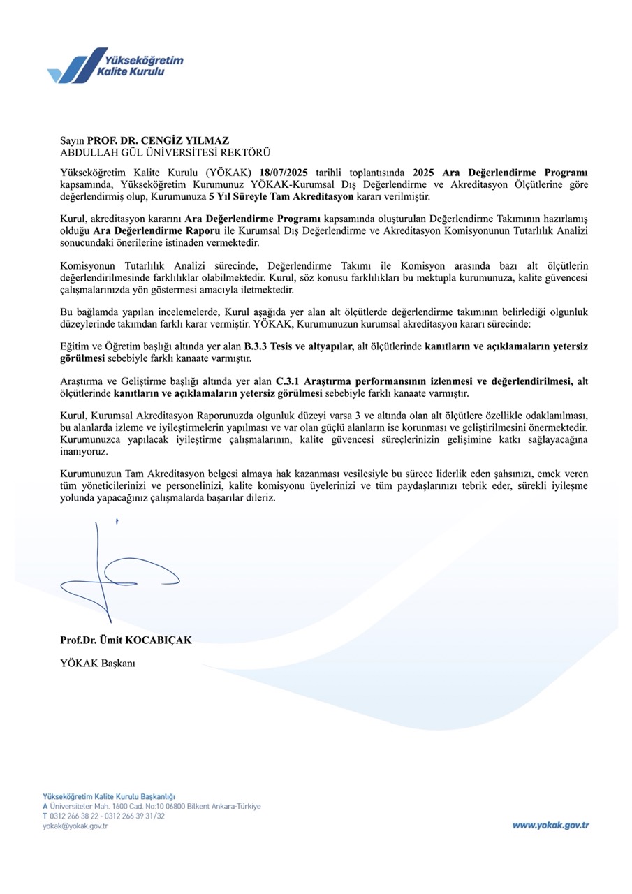 Abdullah Gul University - 3 rd Generation State University